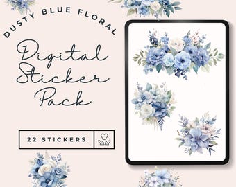 Blue Floral Stickers - Etsy