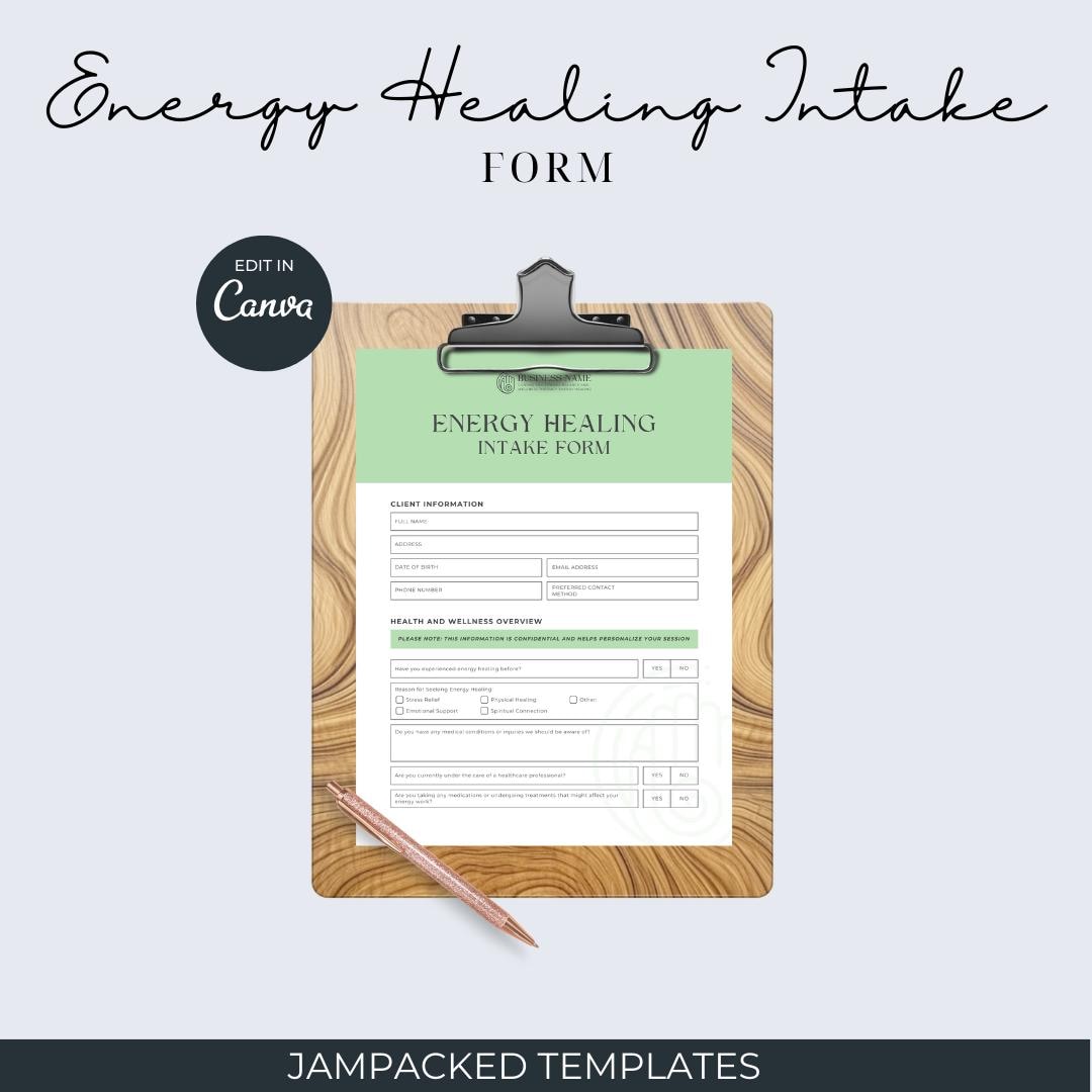 Energy Healing Intake Form, Reiki Client Form PDF, Holistic Therapy ...