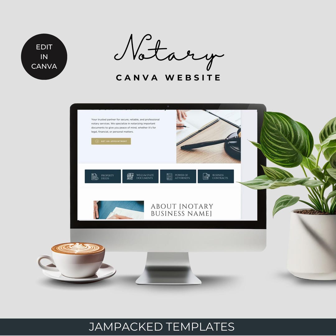 Notary Website Template | Editable Canva Website for Notaries | Mobile ...