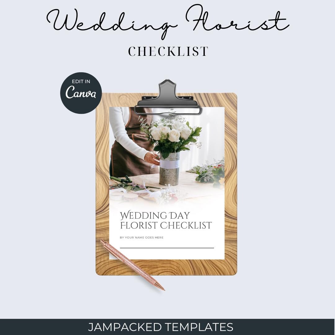 Wedding Florist Checklist | Printable Wedding Day Check List | Floral ...