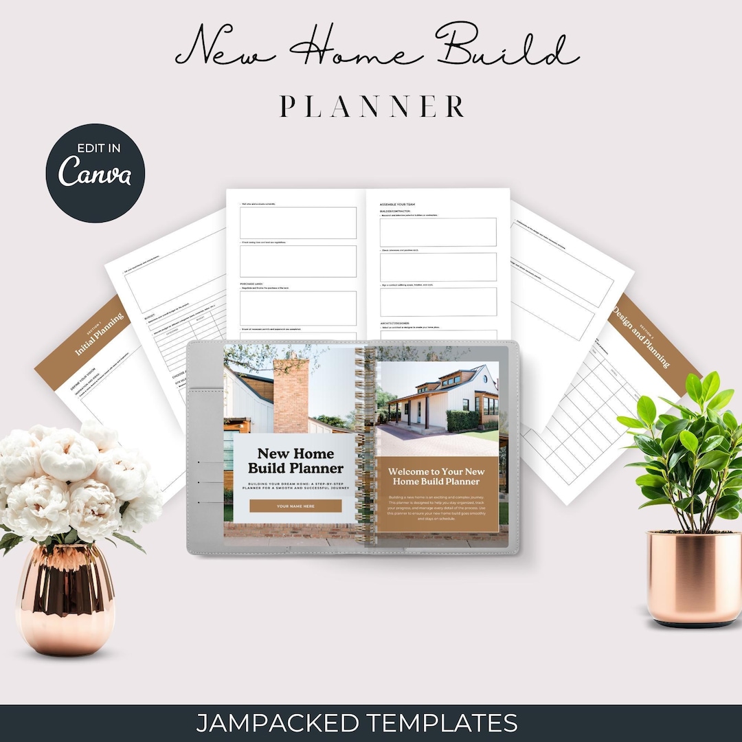 New Home Build Planner Printable Construction Organiser Canva Template ...