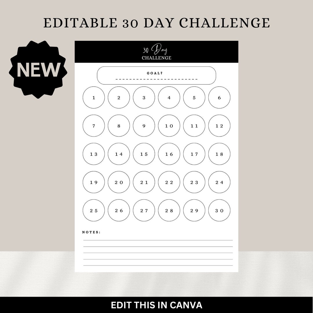 30 Day Challenge, 30 Day Tracker, Goal Setting, Printable 30 Day ...