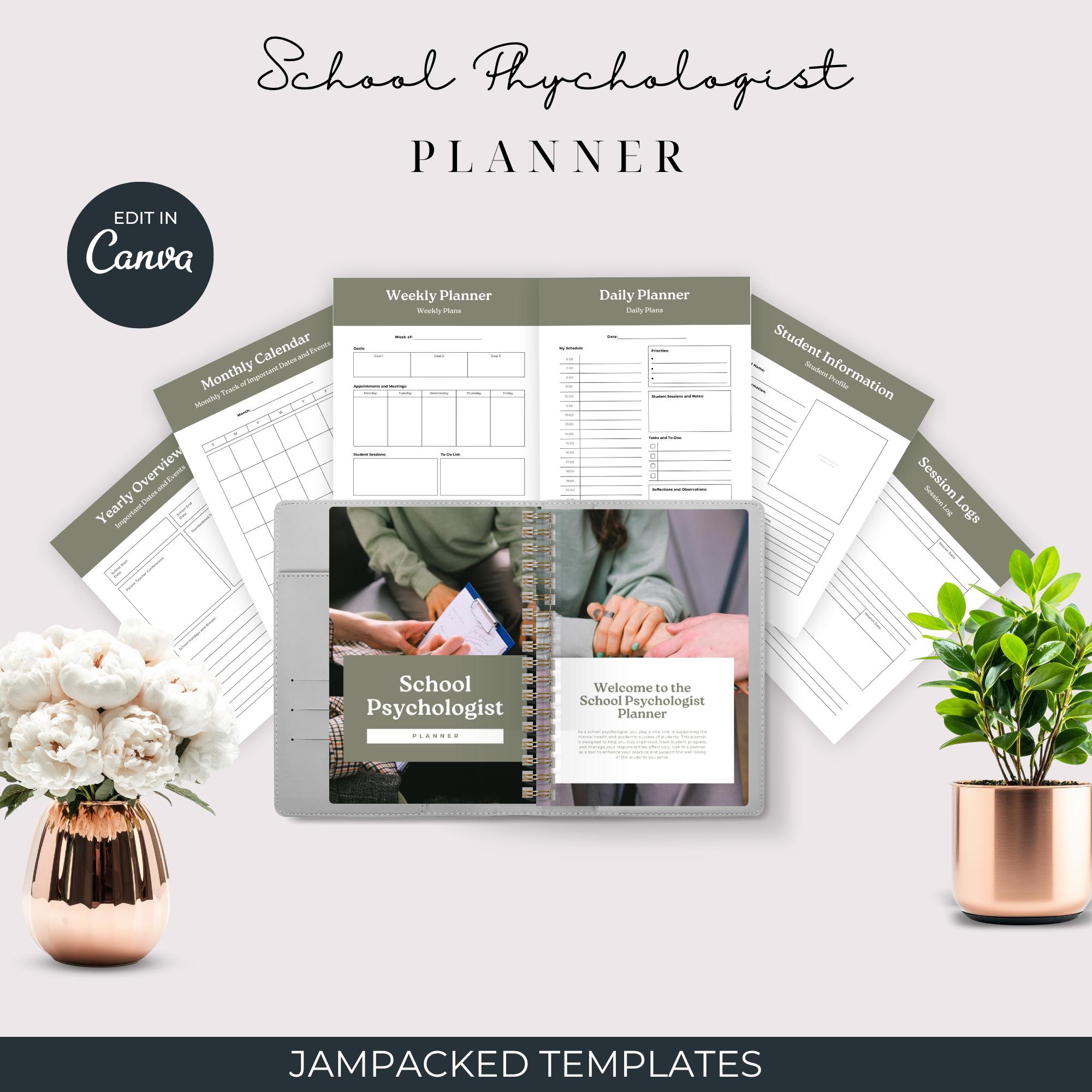 School Psychologist Planner Printable PDF Editable Case Tracker IEP ...