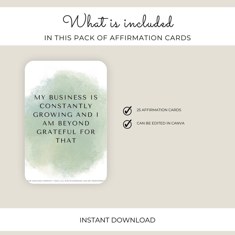 Business Affirmation Cards|editable Canva Template|entrepreneur Mindset ...
