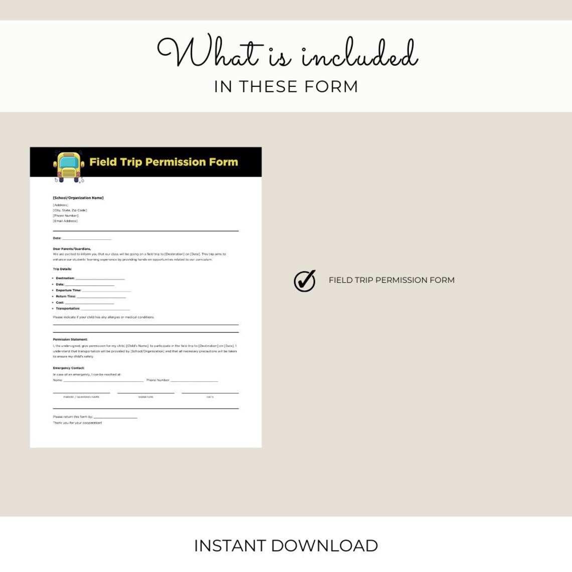 Field Trip Permission Form|editable Canva Template|school Trip Consent ...