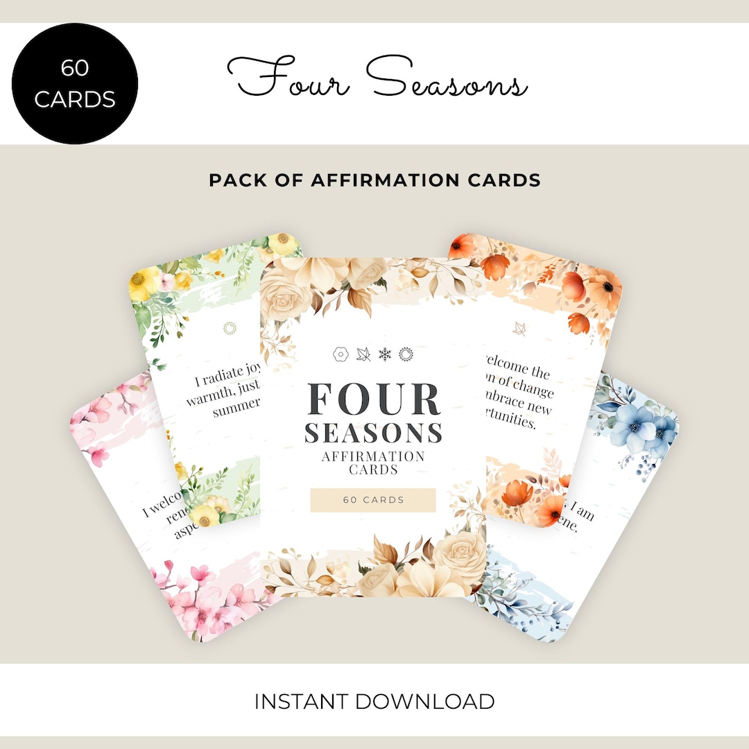 Seasonal Affirmation Cards | Printable & Editable Self-care Deck ...