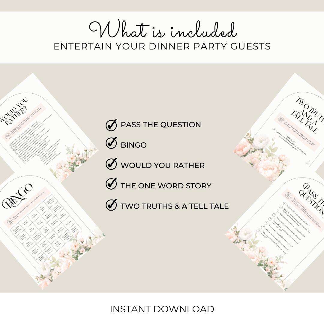 Dinner Party Table Games Printable, Fun Games for Dinner Parties, Party ...