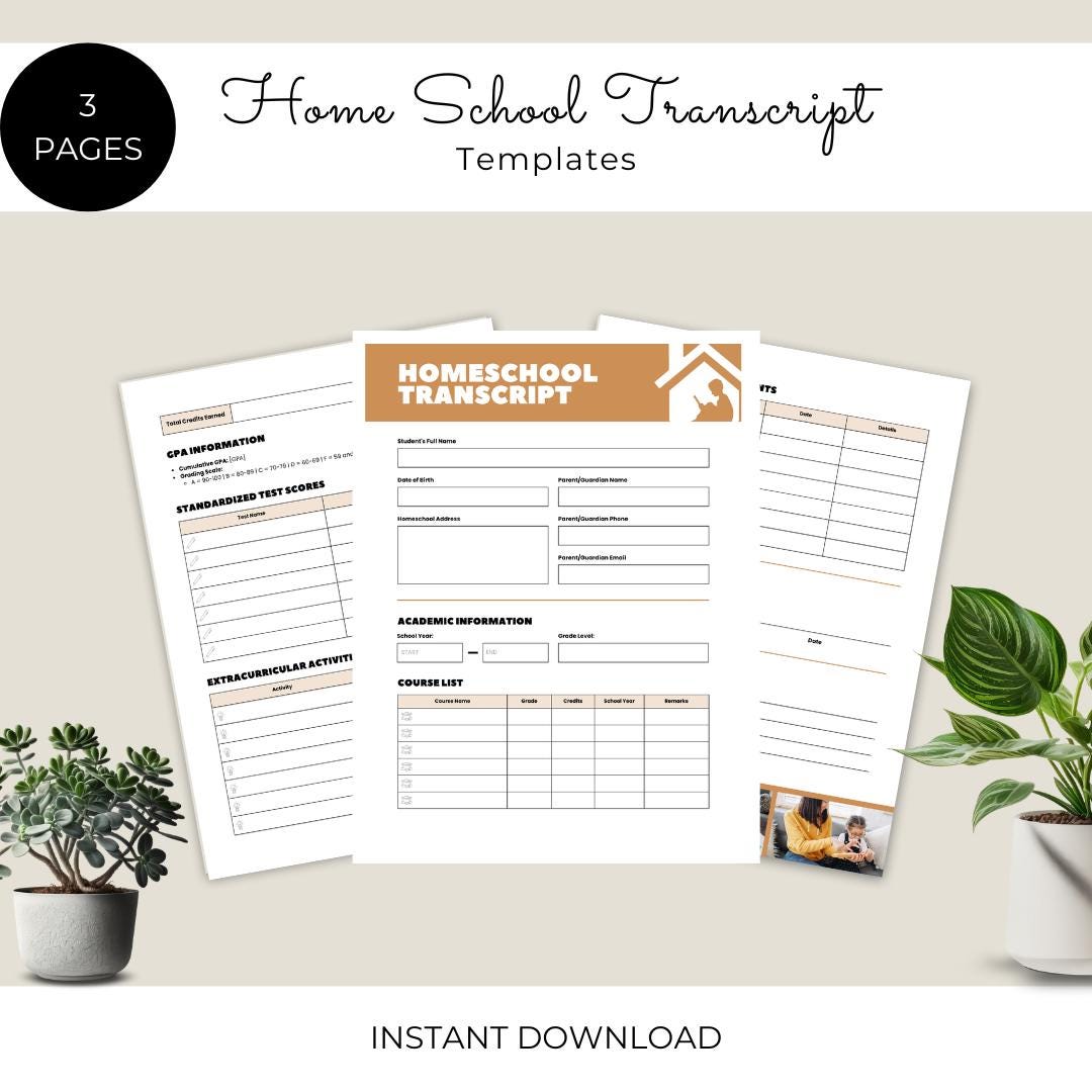 Homeschool Transcript Template|editable Canva & Pdf|high School Record ...