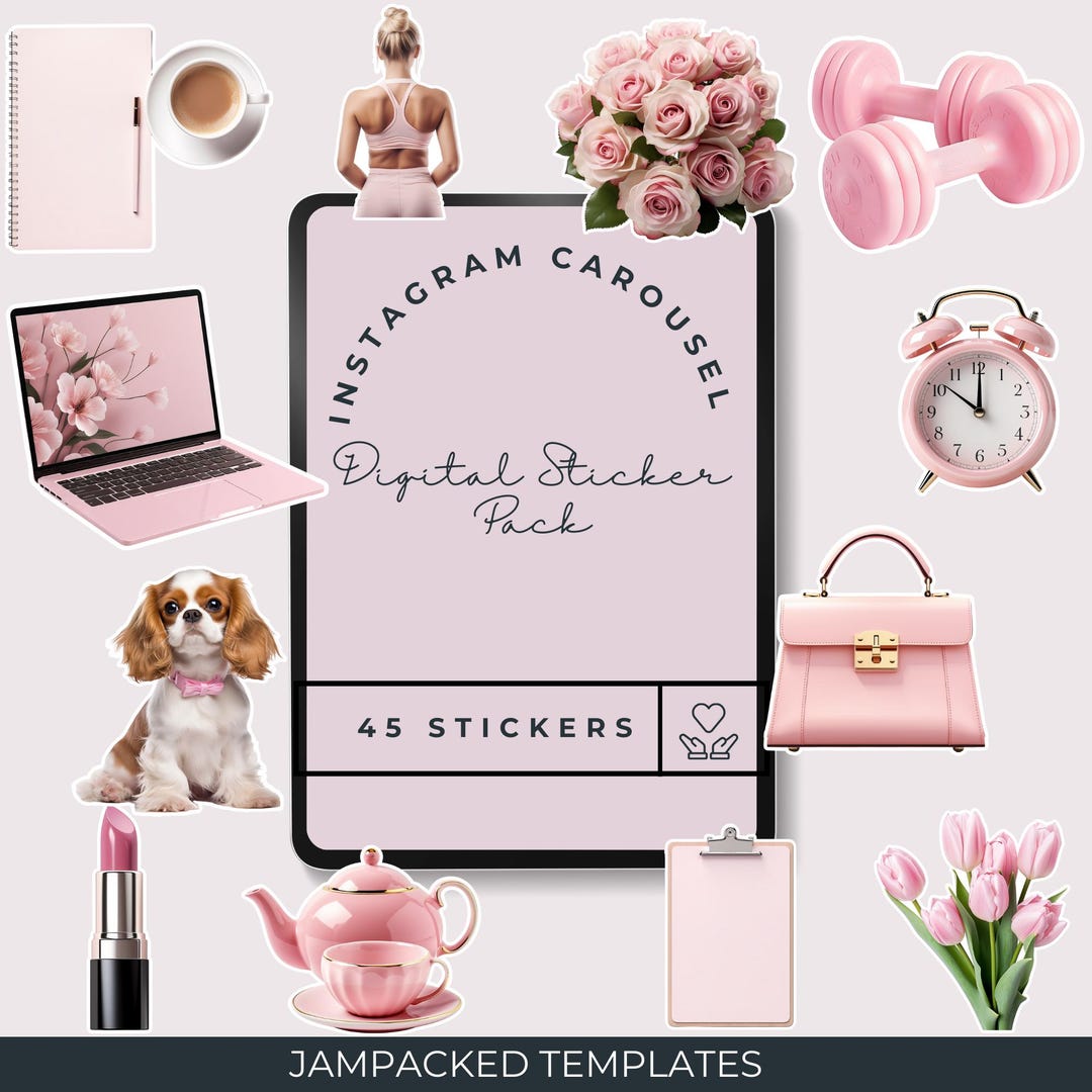 Instagram Carousel Stickers | 45 PNG DIGITAL, Modern Minimal, Drag-and ...