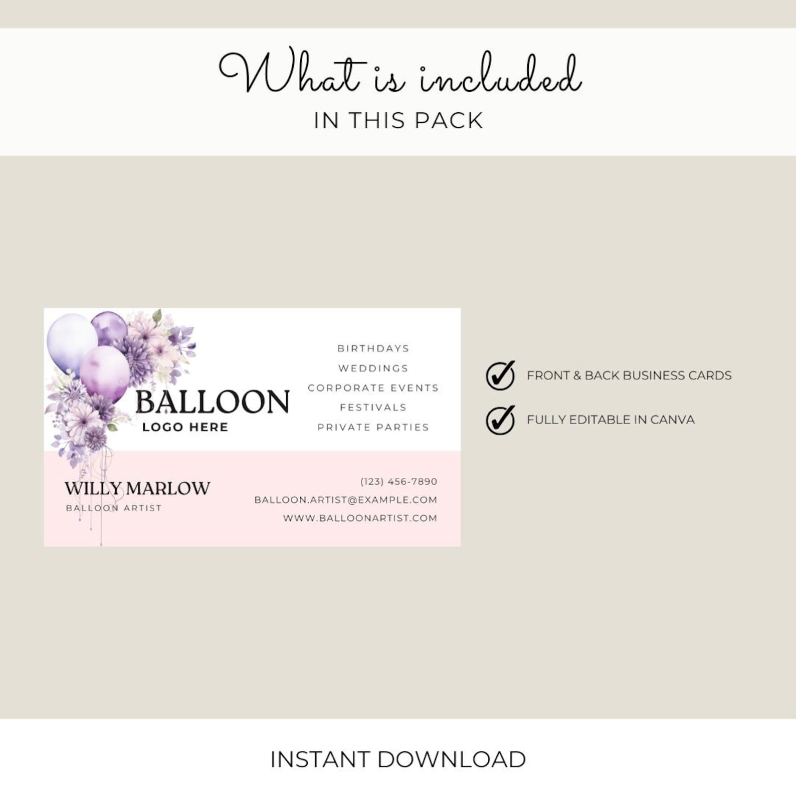 Editable Balloon Business Card Templates | Canva Design (digital ...