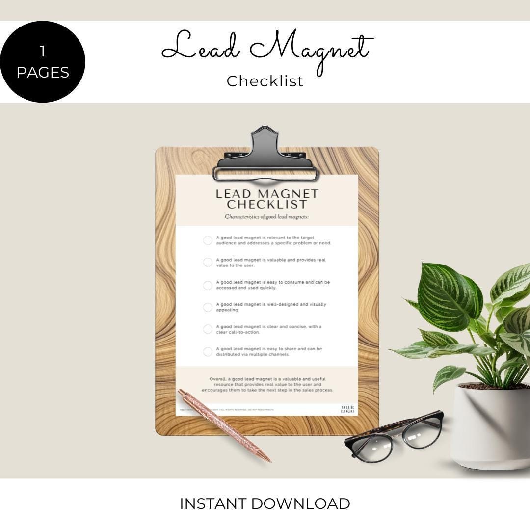 Lead Magnet Checklist|editable Canva Template & Pdf|email List Builder ...