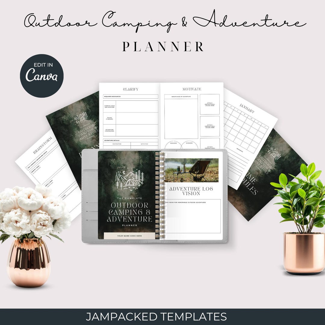 Camping Planner Printable Outdoor Adventure Organiser Editable Canva ...