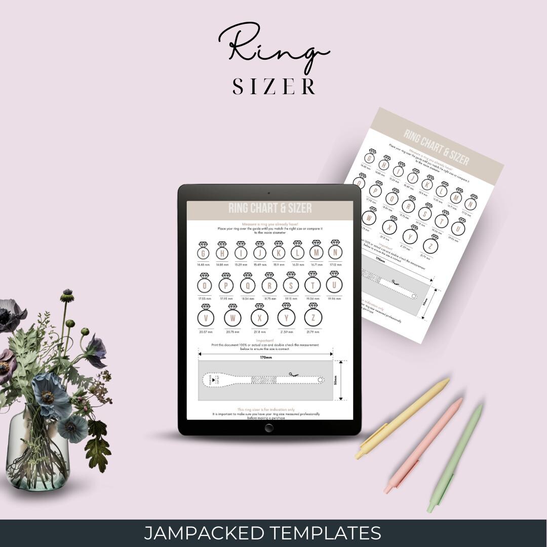 Printable Ring Sizer | Ring Size Chart PDF | Ring Measuring Tool | DIY ...