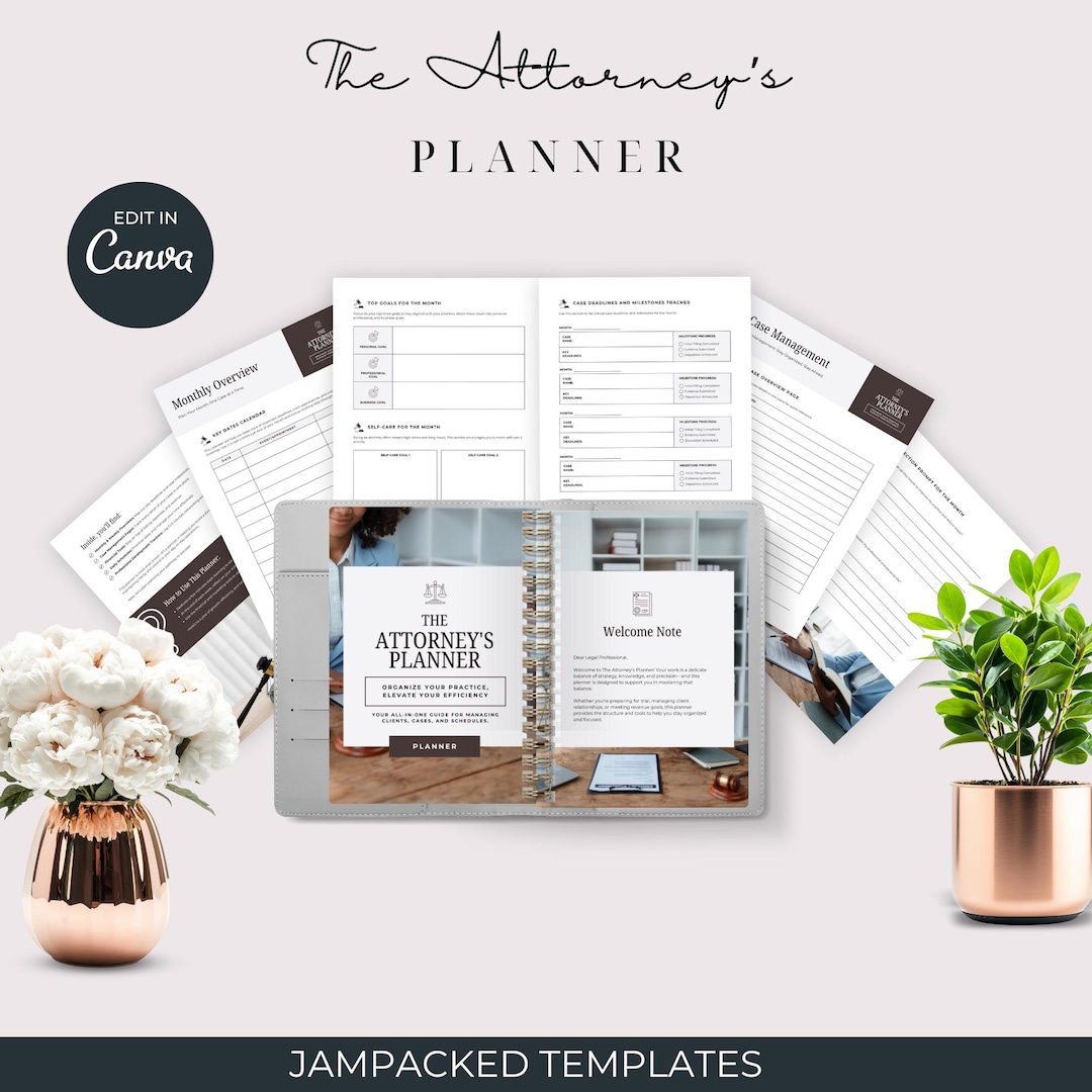Attorney Planner PDF | Editable Canva Template, Legal Organizer ...