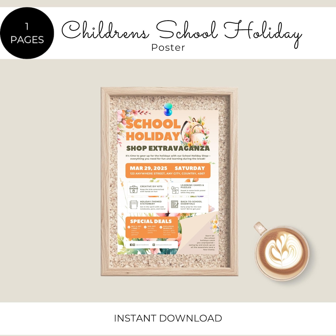 School Holiday Shop Poster|editable Canva Template & PDF|PTA Fundraiser ...