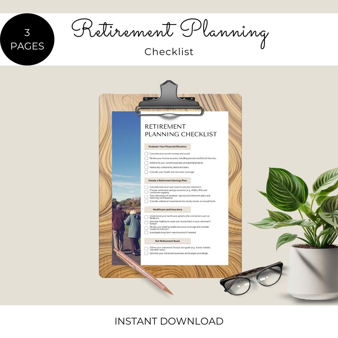 Retirement Planning Checklist|editable Canva Template & Pdf|financial ...