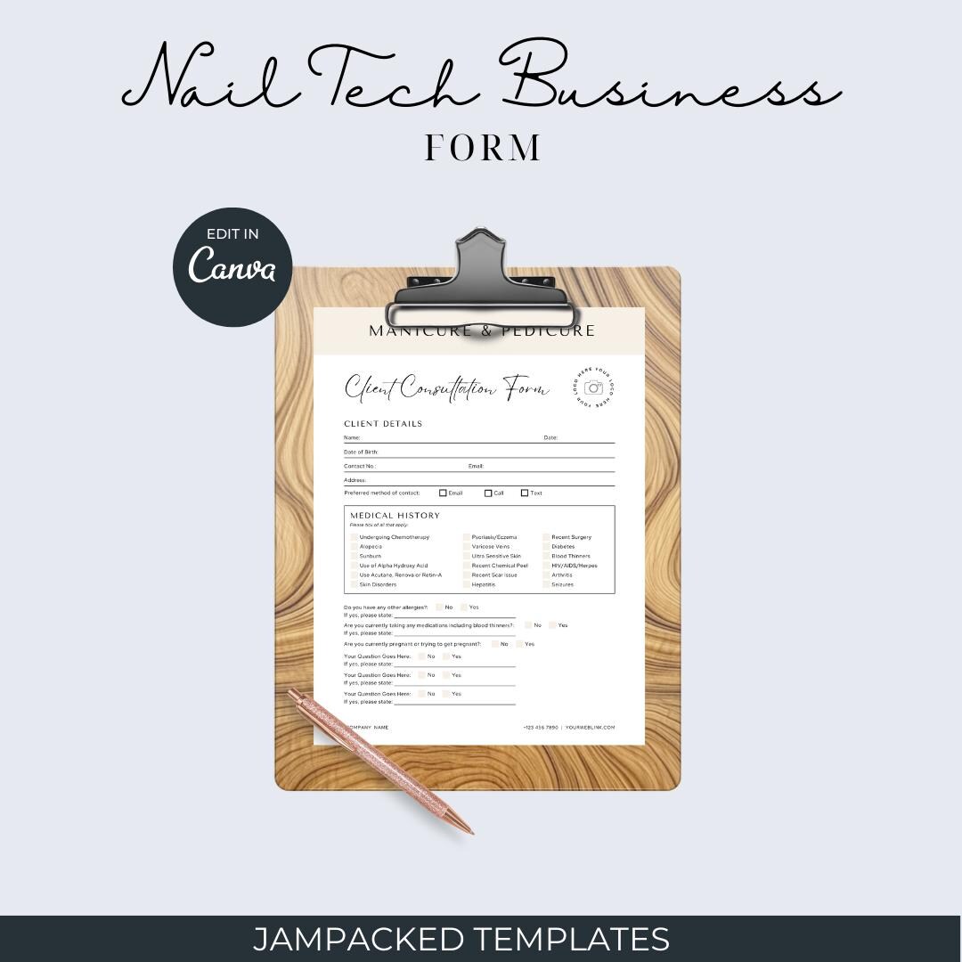 Nail Tech Business Forms, Editable Canva Templates, Client Intake ...