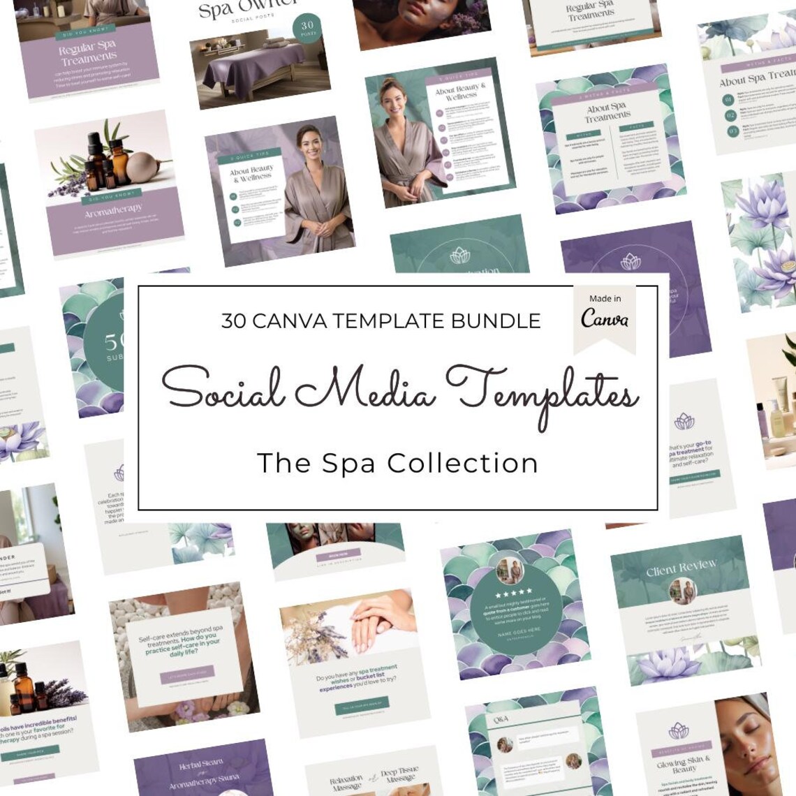 Social Media Spa Templates|editable Canva Posts|wellness Tips Content ...
