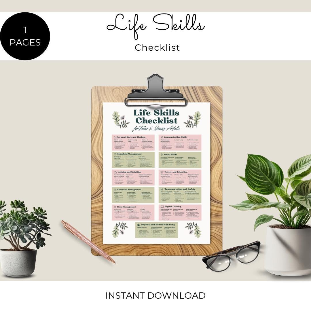 Life Skills Checklist|pdf & Editable Canva Template|personal Growth|independence Skills ...
