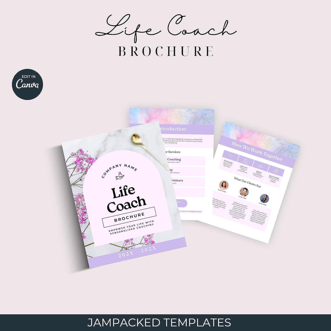 Life Coach Brochure Template Canva, Coaching Services Flyer PDF ...