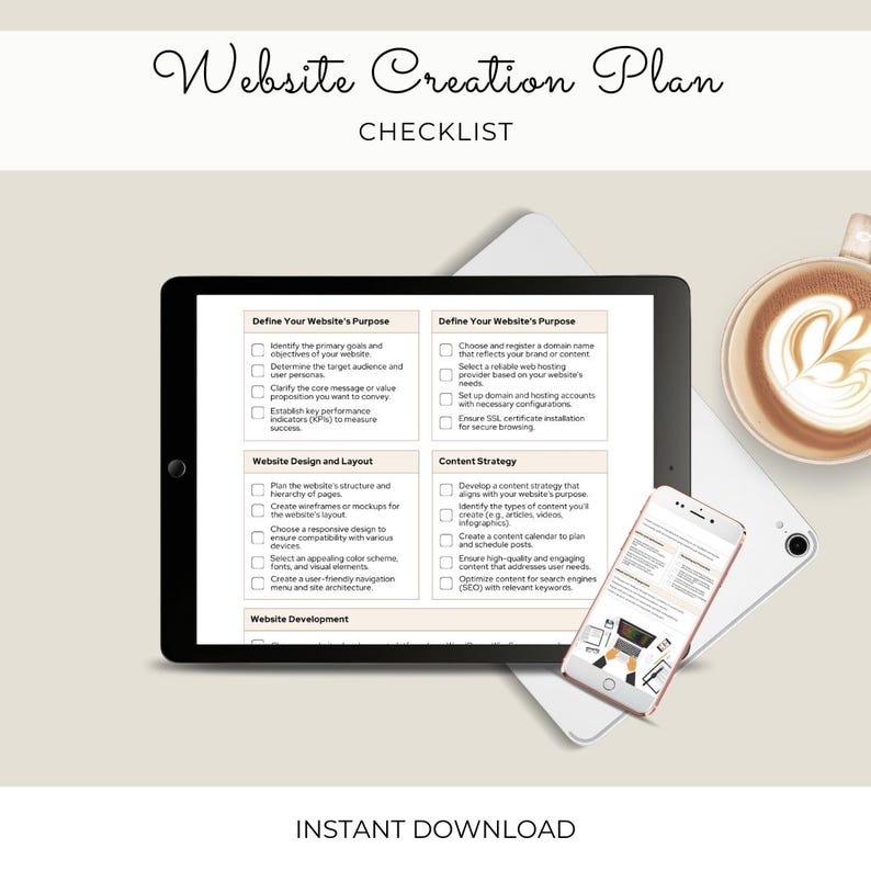 Website Creation Checklist|editable Canva Template|small Business Website Planner|seo ...