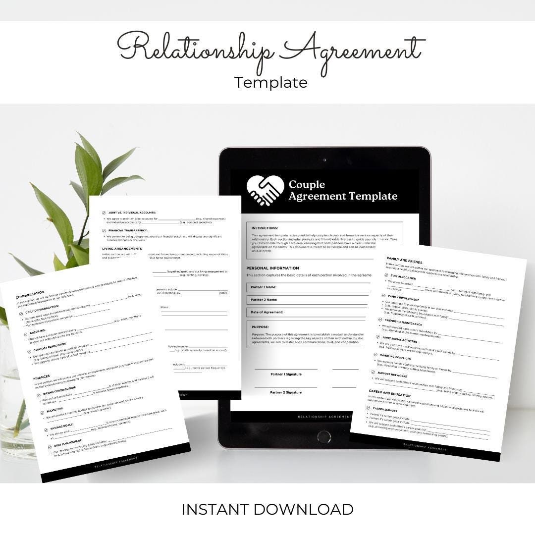 Relationship Agreement Template|editable Canva Template Pdf|couple ...