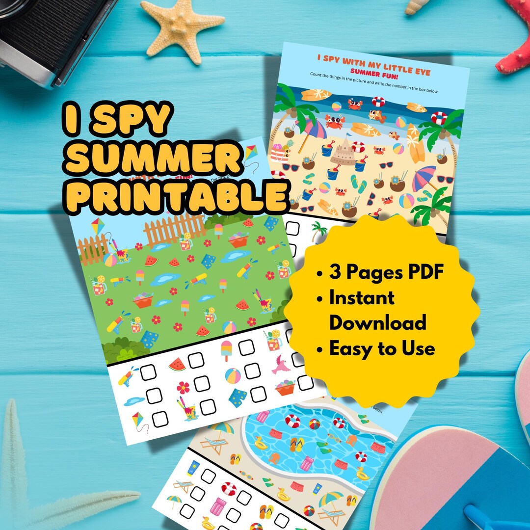 I Spy Summer Printable Fun Activity for Kids Road Trip Game I Spy I Spy ...