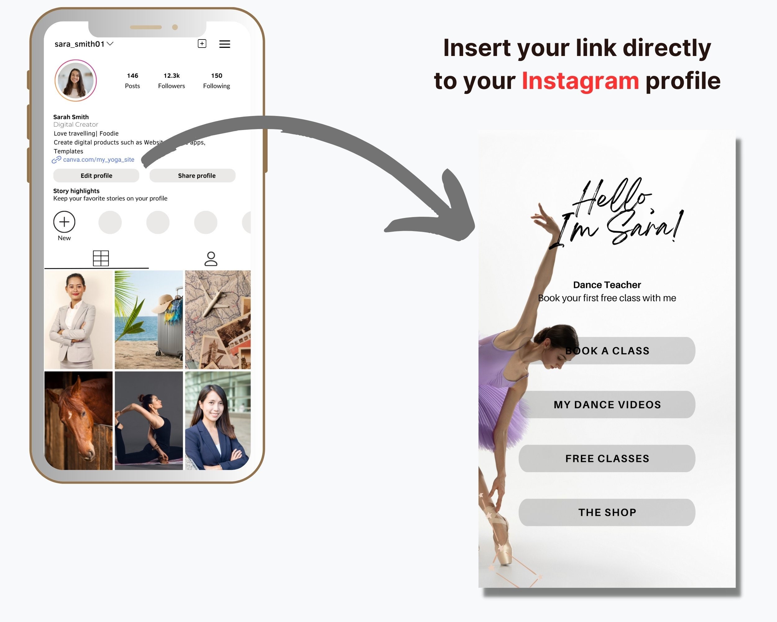 Link in Bio Template Dance Teacher, Link in Bio Website, Link in Bio ...