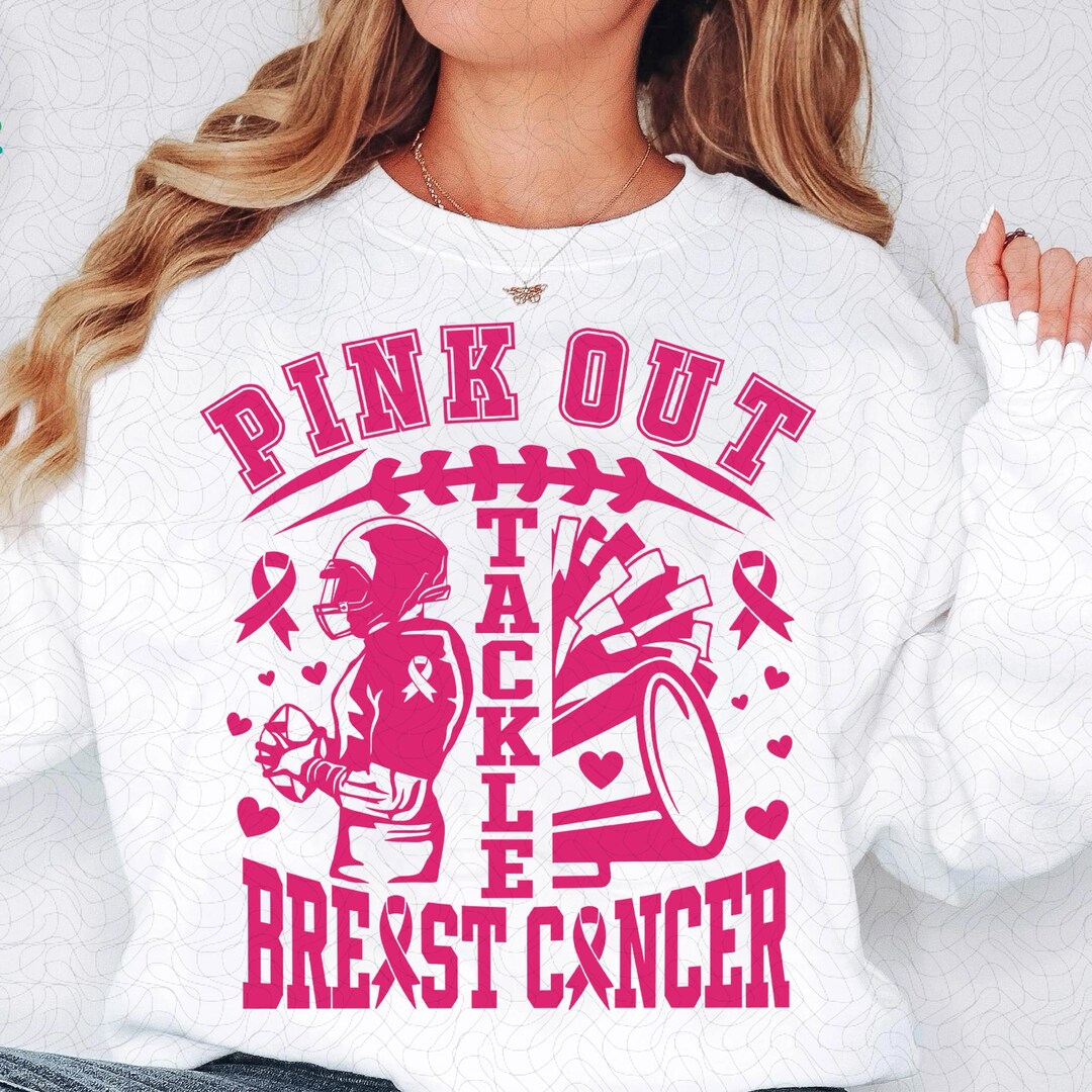 Pink Out Tackle Breast Cancer Svg, Pink Out Football Svg, Pink Out Svg ...