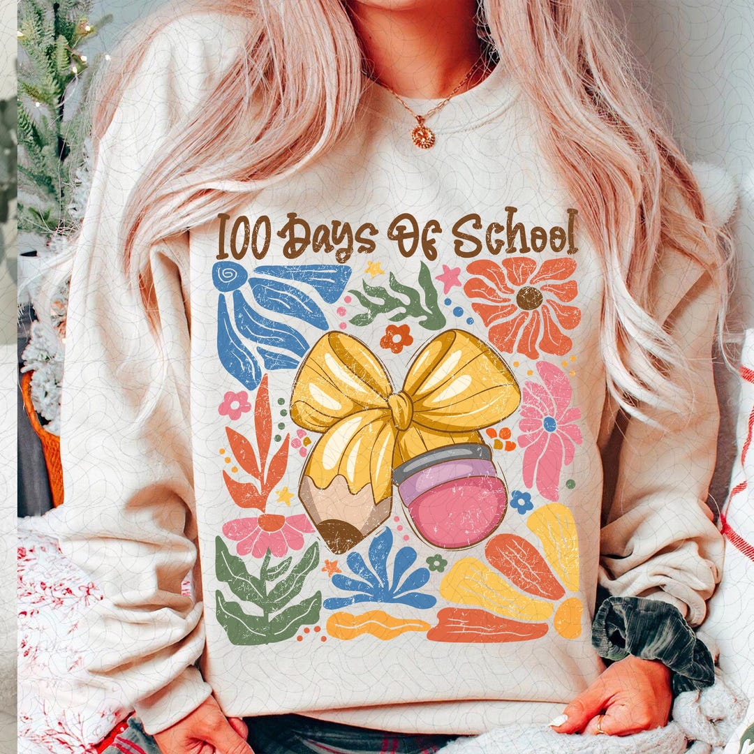 100 Days of School Coquette PNG, Boho 100 Days of School Png, Teacher ...