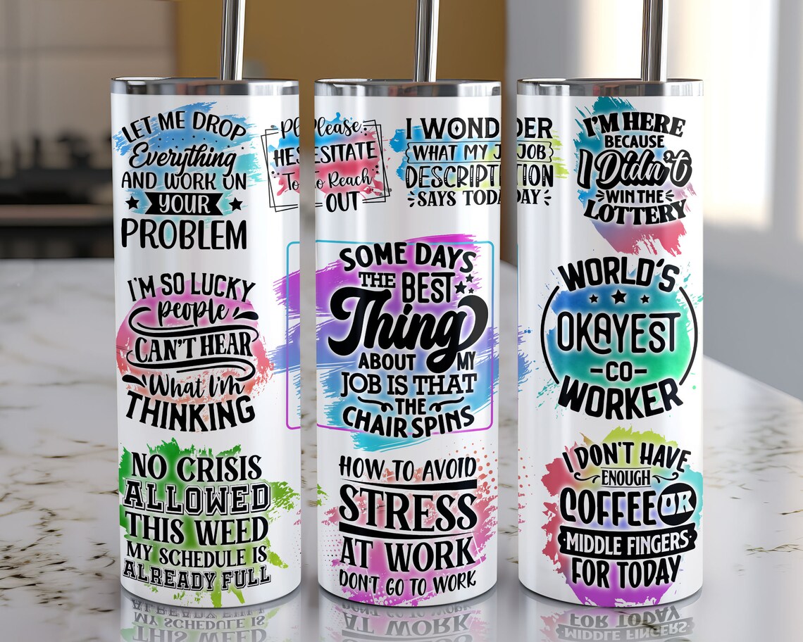 Funny Office Tumbler Wrap, 20oz Skinny Straight Tumbler Sublimation ...