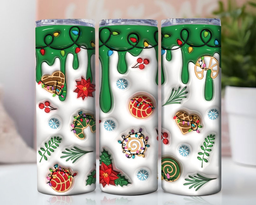 3D Christmas Conchas Cafecito Y Chisme Inflated Tumbler Wrap, Concha ...