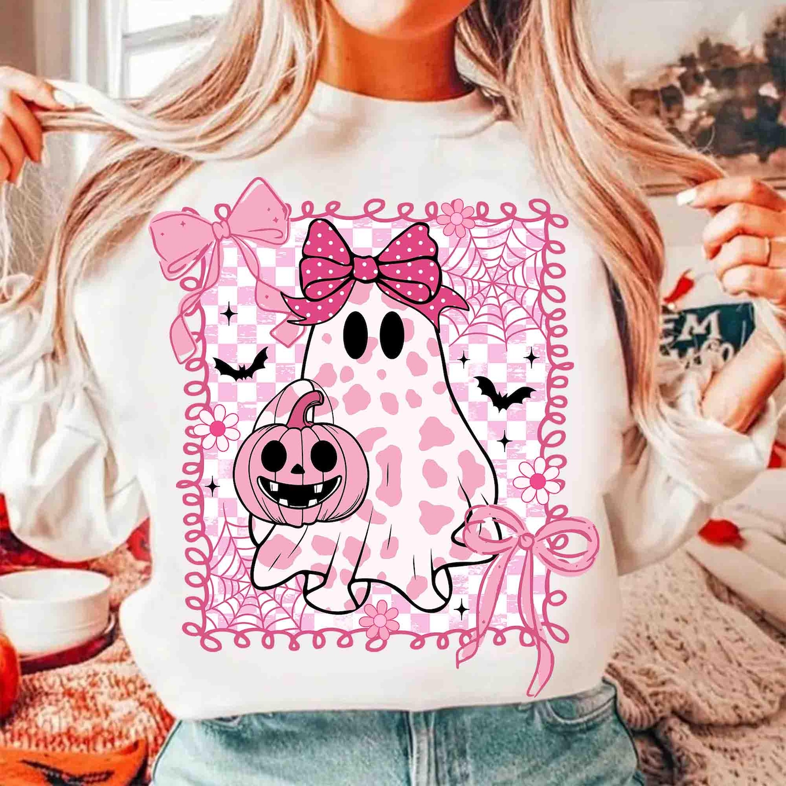 Preppy Cute Ghost Coquette Png, Pink Ghost Png, Coquette Halloween ...