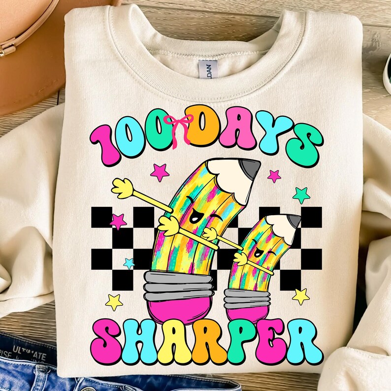 Checkered 100 Days of School PNG, 100 Days Sharper Png, Teacher 100 ...