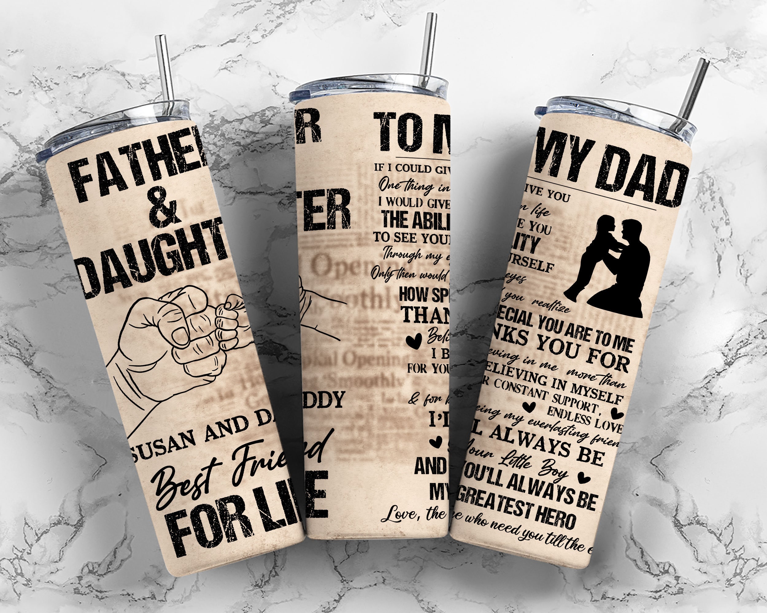 To My Dad Tumbler Wrap, Father and Daughter Best Friend for Lifetumbler ...
