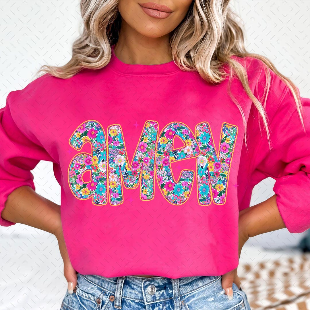 Floral Glitter Amen PNG, Retro Amen Png, Preppy Easter Png, Amen Png ...