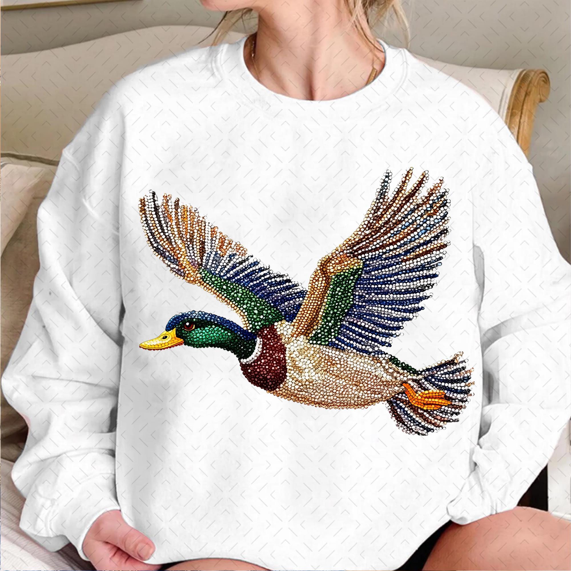 Faux Rhinestone Mallard Duck Flying, Digital Design, PNG, Sublimation ...