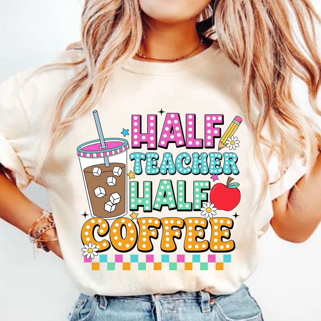 Half Teacher Half Coffee Png,funny Teacher Png,dalmatian Doodle Dots ...