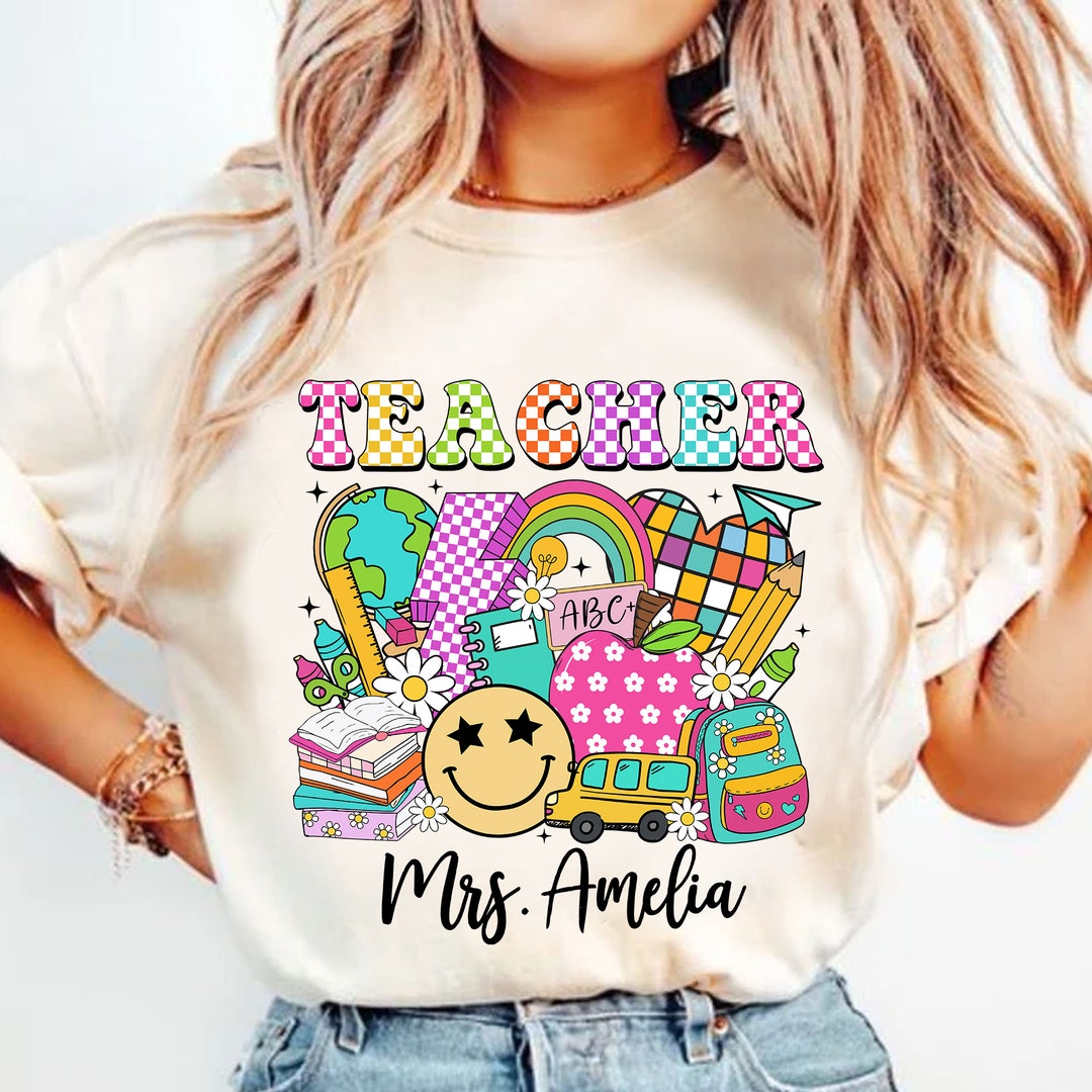 Custom Retro Teacher Name PNG, Back to School Png Design, Teacher Png ...