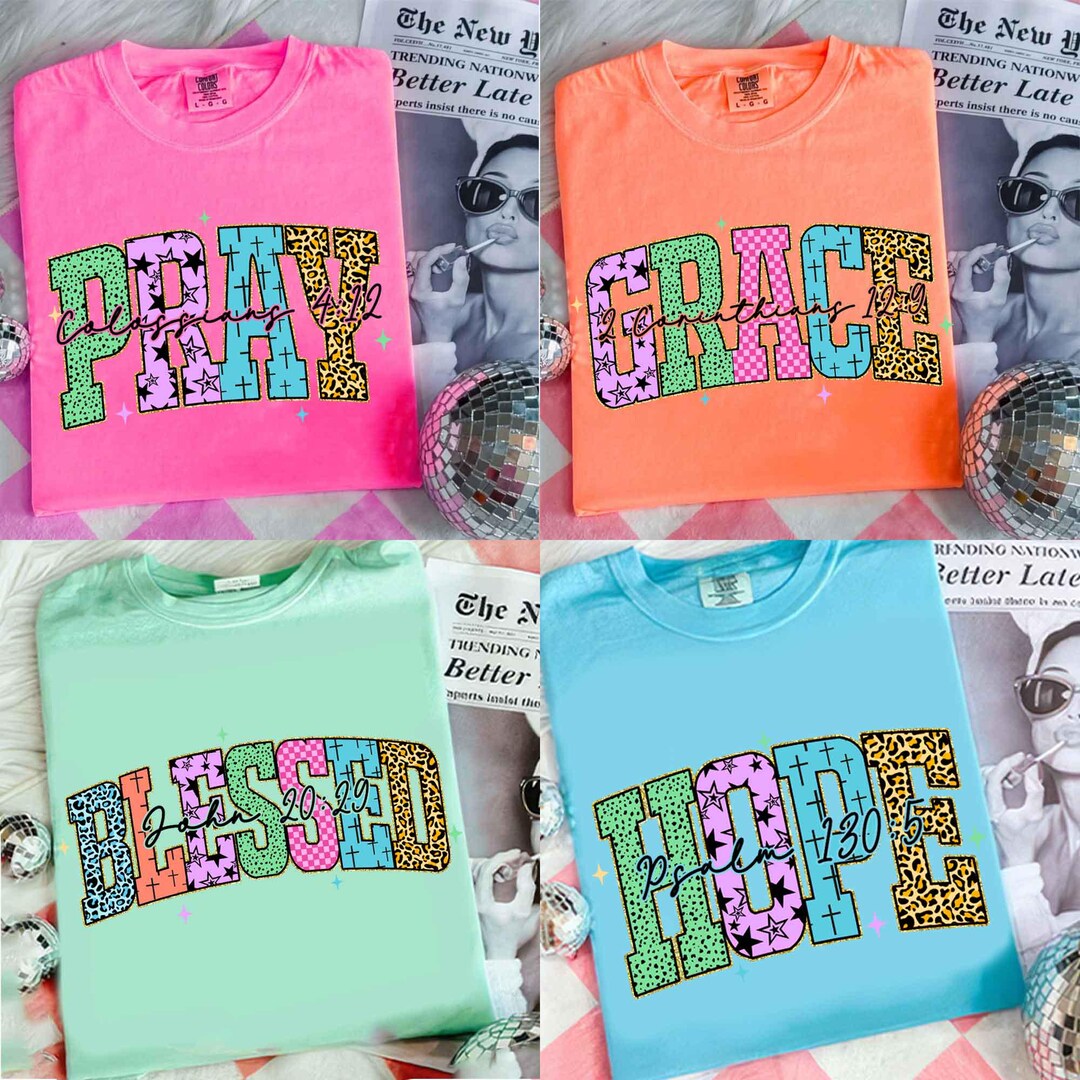 Leopard Bible Bundle Neon Png, Pray Hope Blessed Design, Checkered ...