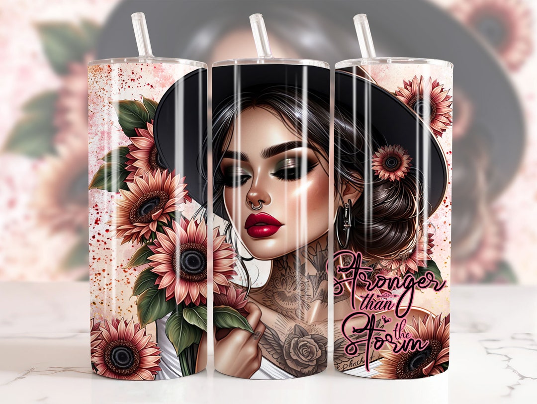 Stronger Than the Storm Tumbler Wrap Png, Positive Affirmation 20 Oz ...