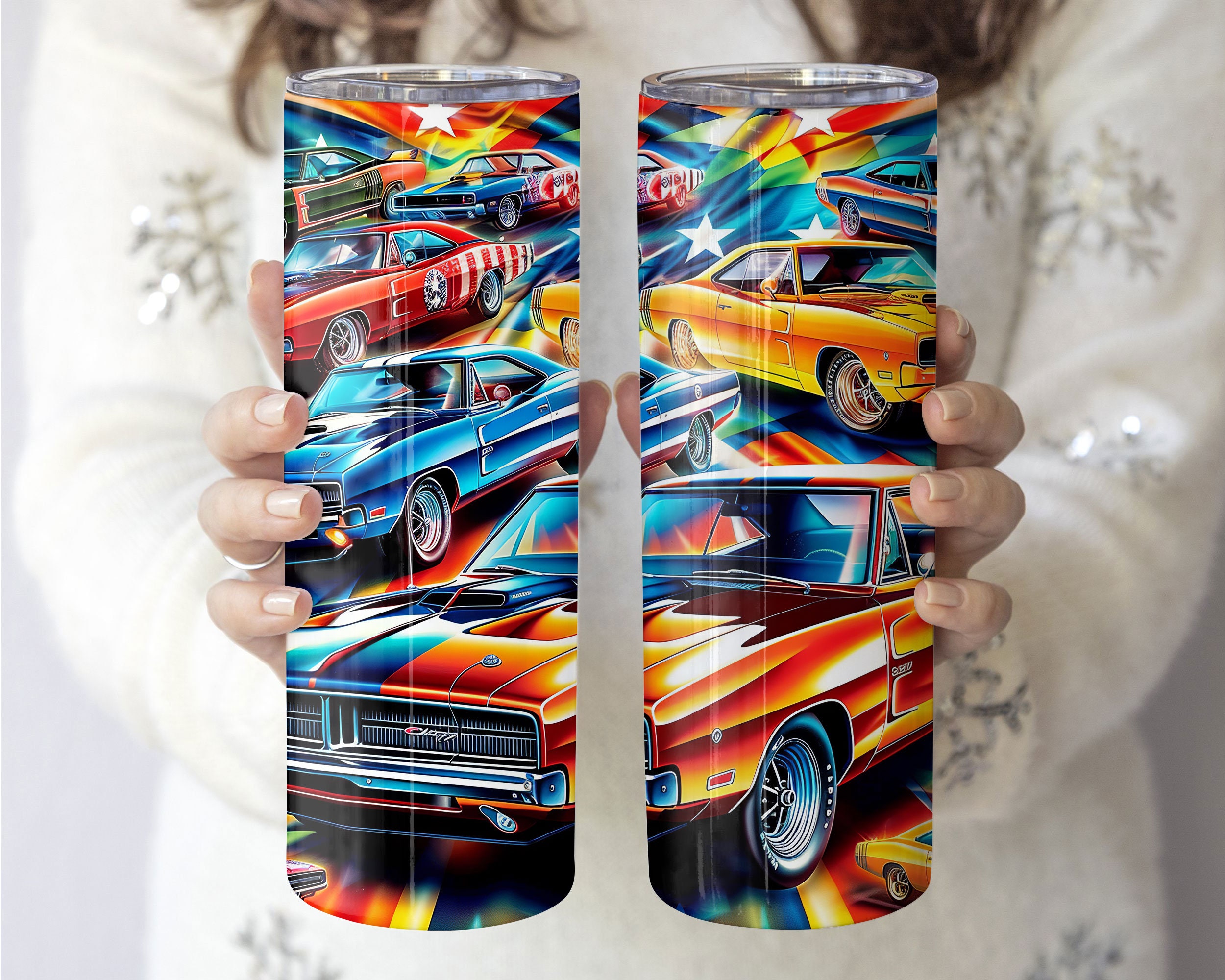 Muscle Cars Patriotic 20 Oz Straight Tumbler Sublimation Design Digital ...