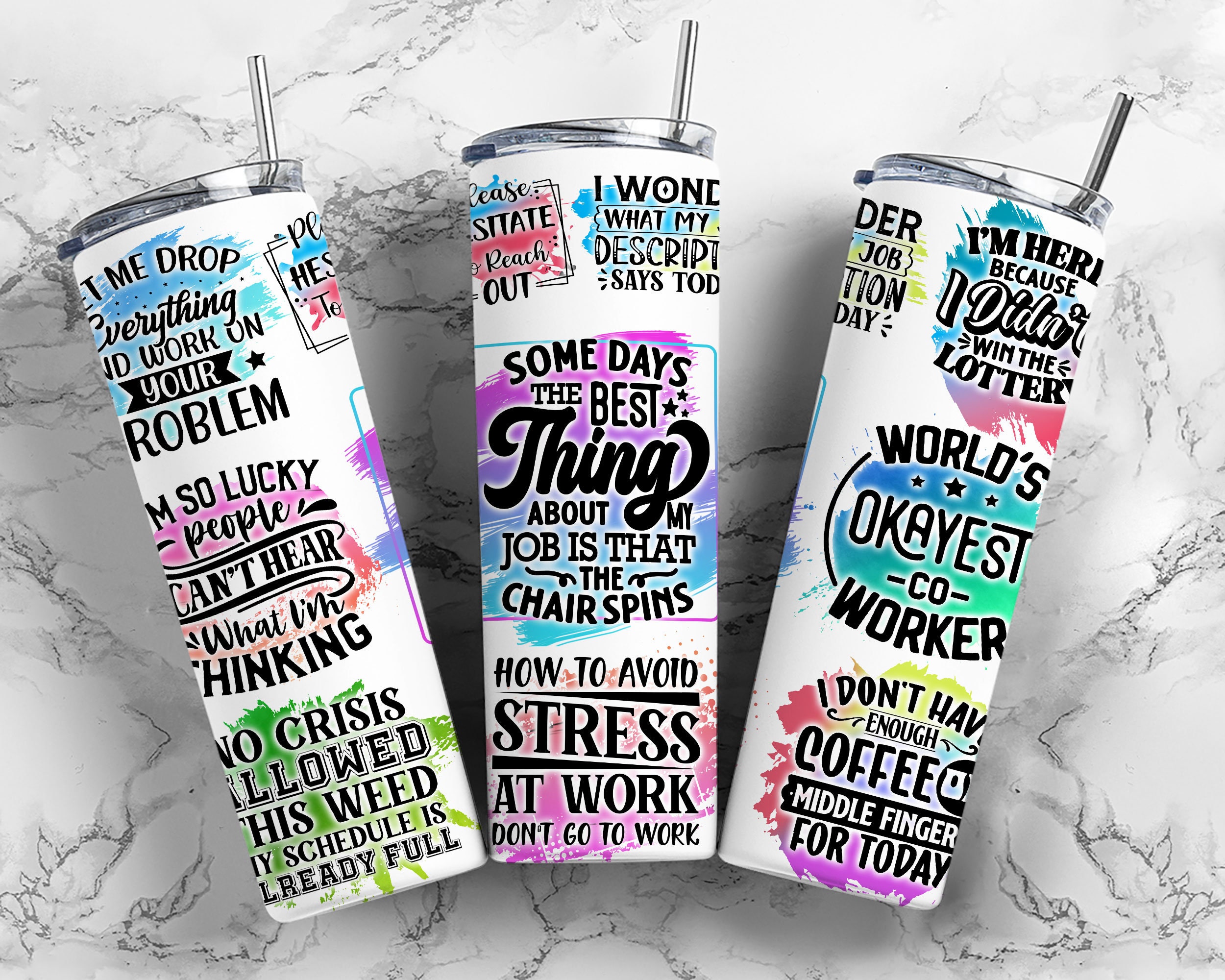 Funny Office Tumbler Wrap, 20oz Skinny Straight Tumbler Sublimation ...