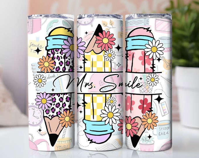 Teacher Tumbler Wrap Seamless Sublimation Teacher Appreciation Design ...