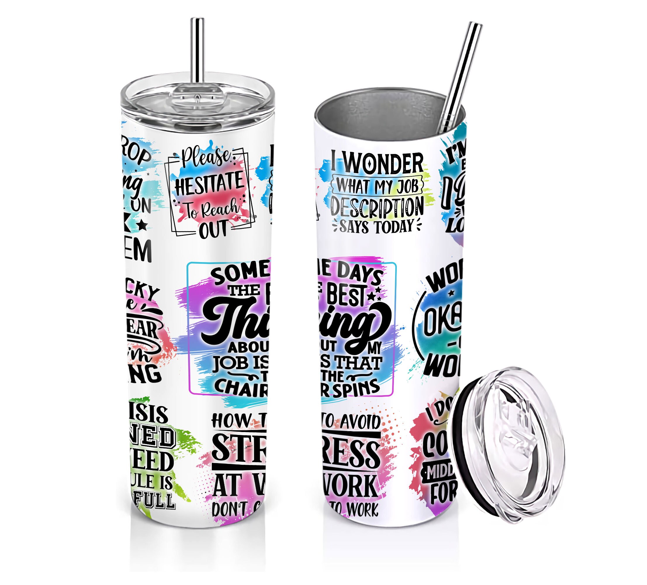 Funny Office Tumbler Wrap, 20oz Skinny Straight Tumbler Sublimation ...