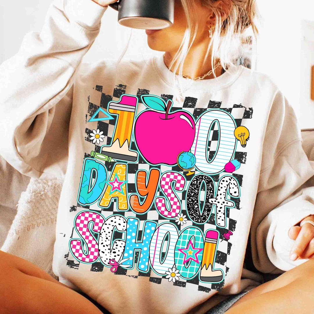 100 Days of School Png, Retro Checkered Png, Coquette Bow Png, Preppy ...