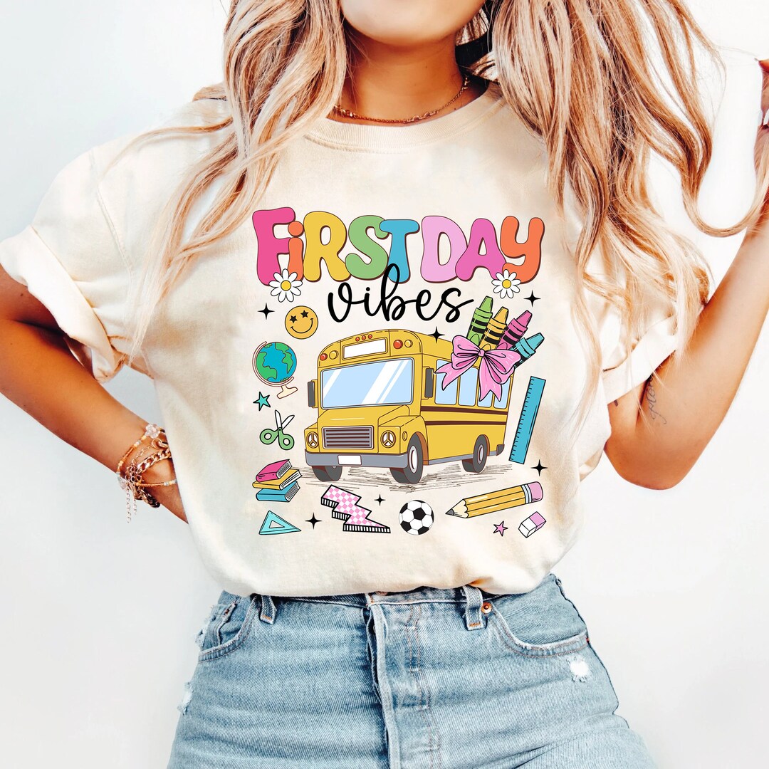First Day Vibes Png, Back to School Coquette PNG Digital, School Bus ...