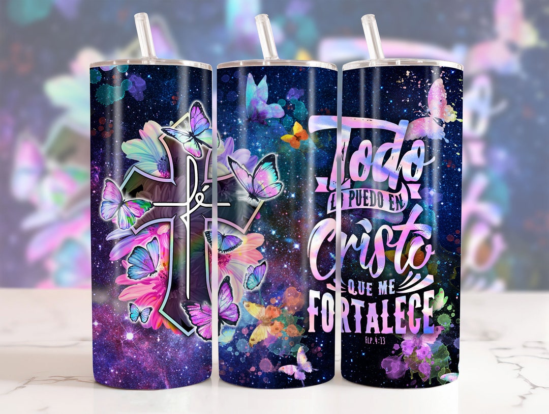 Todo Lo Puedo En Cristo Que Me Fortalece Tumbler Wrap Design Png ...