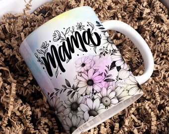 Mama Mug Wrap Mother's Day Mug PNG Sublimation Design 15oz 11oz Floral ...