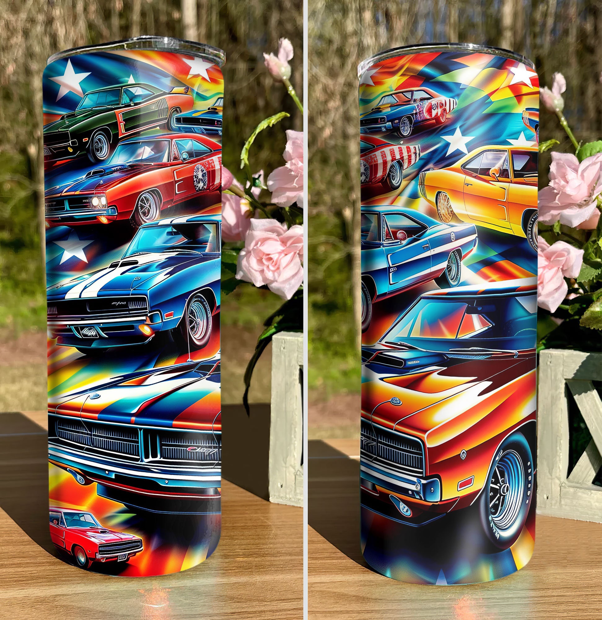 Muscle Cars Patriotic 20 Oz Straight Tumbler Sublimation Design Digital ...
